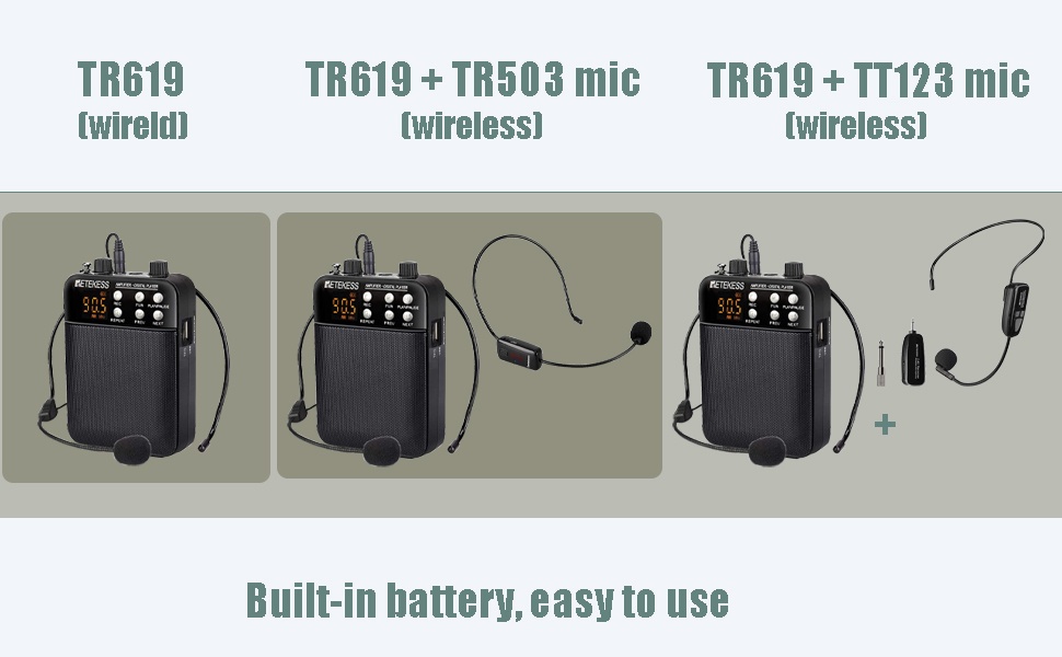 Retekess TT123 Wireless Microphone Headset 2.4G Wireless Headset Mic ...