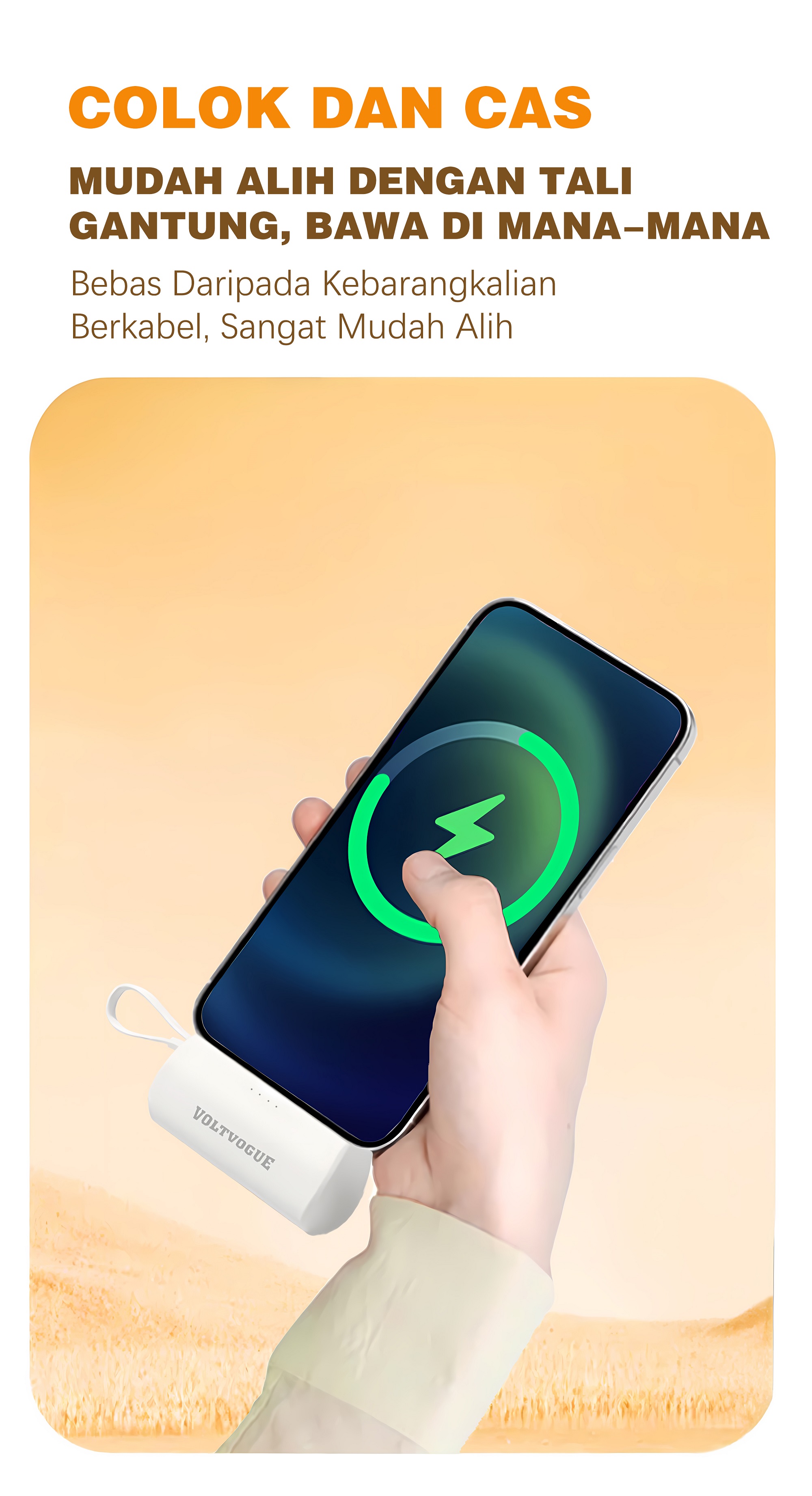 Voltvogue 5000mAh Mini Powerbank For iPhone/Type-C Portable Fast ...