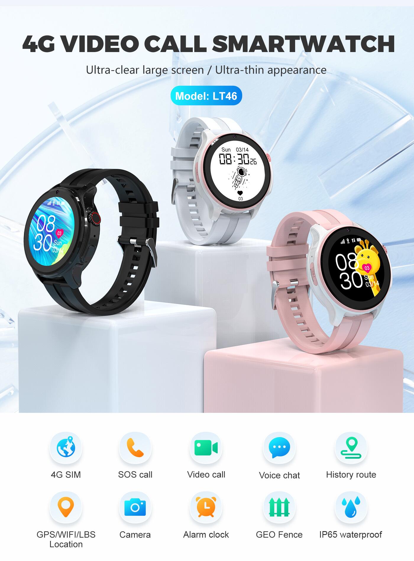 4G Kids Smart Watch Phone Video Call With Rotate Button Voice Chat ...