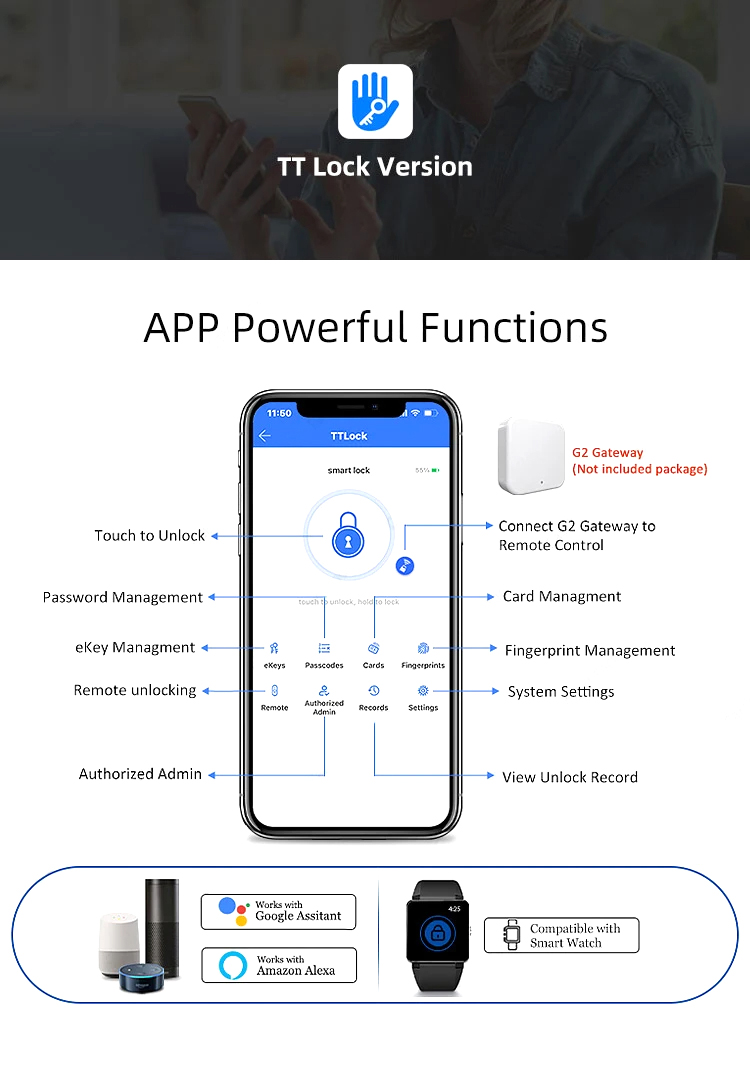 TTlock APP Fingerprint Smart lock WiFi remote control with IC card ...