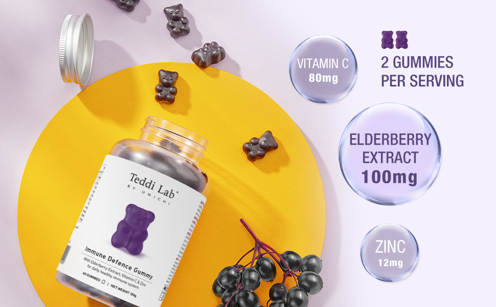 【Unichi】Ashwagandha & Immune Defence Gummy, with Elderberry Extract ...