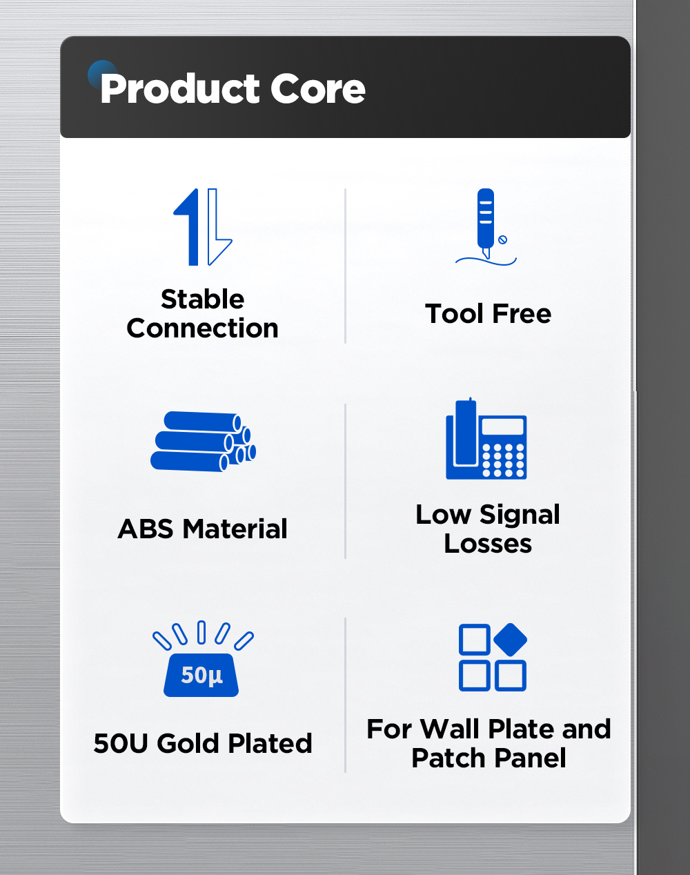 AMPCOM Punch Down Keystone Tool-free Telephone RJ11 CAT3 Voice Module ...