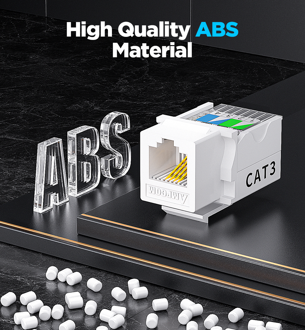 AMPCOM Punch Down Keystone Tool-free Telephone RJ11 CAT3 Voice Module ...