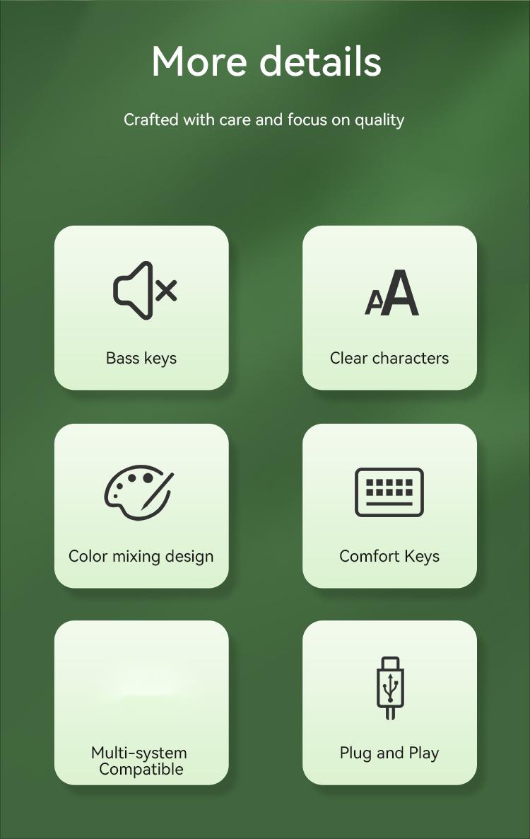 BOW K160U Wired Keyboard 106 Keys Ergonomic Color mixing ABS Curved ...