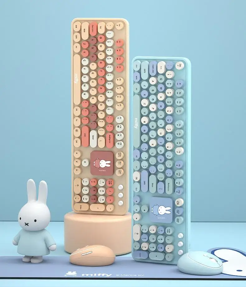 Miffy X MIPOW 2.4G Wireless Ergonomics Keyboard Set Mixed Candy Color ...