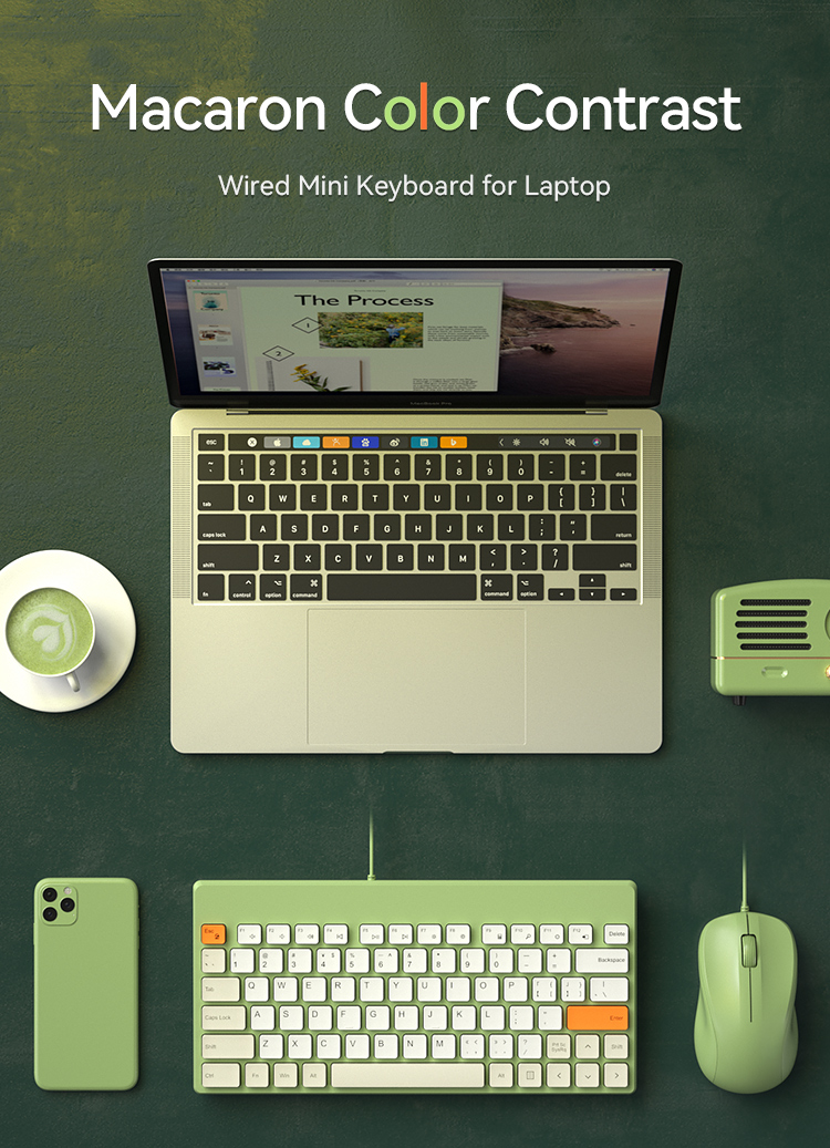 BOW K620U Mini Wired Keyboard Portable silent 79 Keys Ergonomic for ...