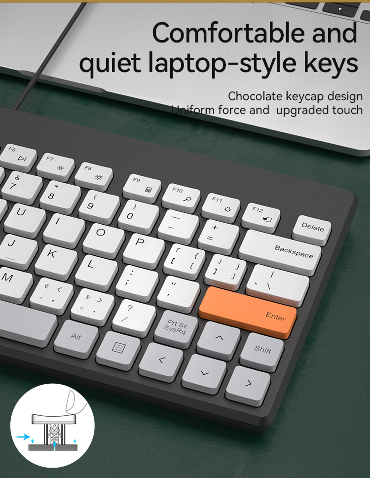 BOW K620U Mini Wired Keyboard Portable silent 79 Keys Ergonomic for ...