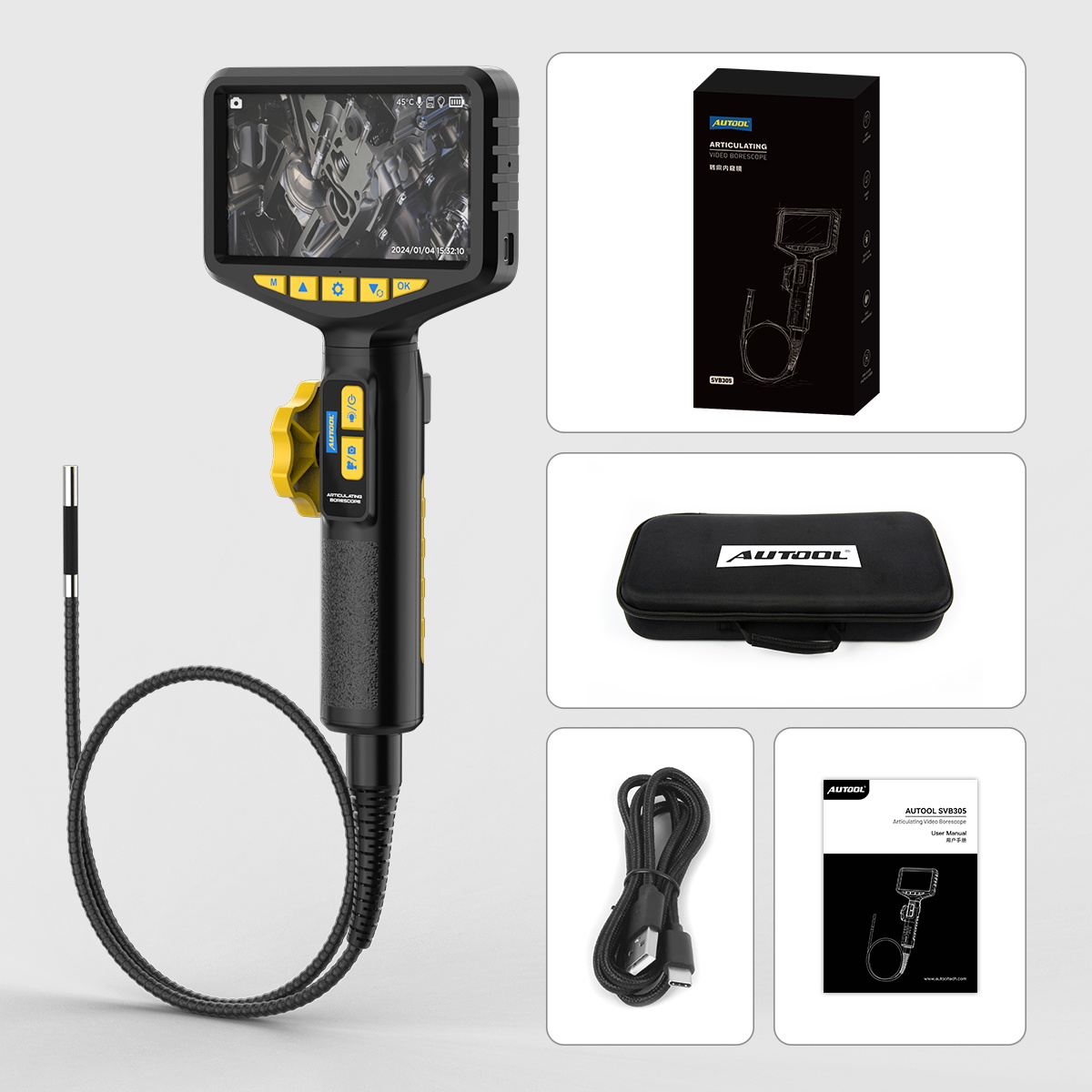 【Local Stock】AUTOOL Endoscope Camera SVB305 Articulating Video ...