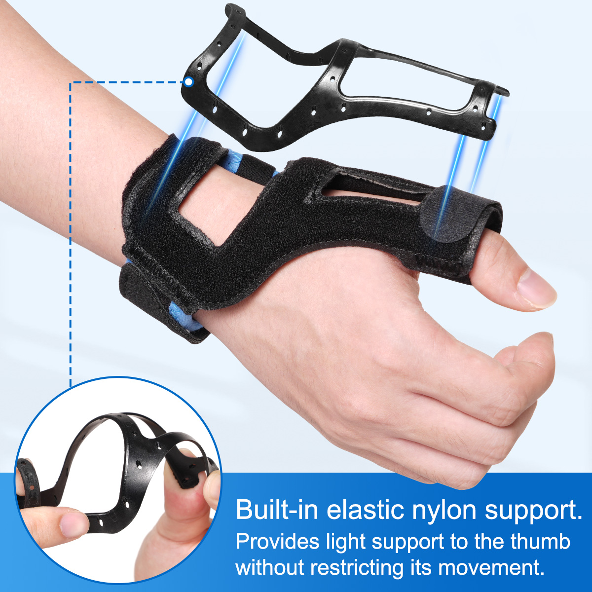 VELPEAU Thumb Splint Reversible Wrist & Thumb Spica Splint, CMC Support ...