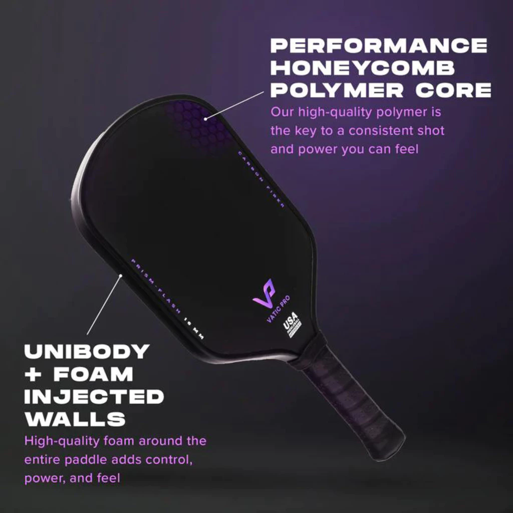 Vatic Pro Prism Flash Pickleball Paddle Carbon Fibre 16mm Includes ...