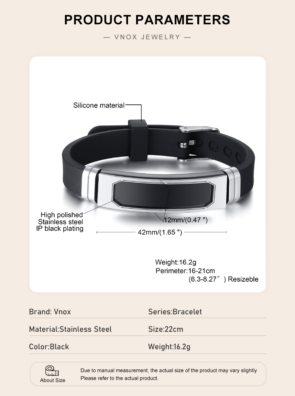 Vnox Men Personalized Engraving Names Bracelet Stainless Steel Bangle Simple Gift Jewelry ...