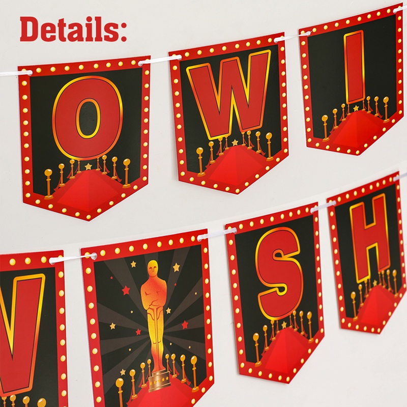 Movie Night Paper Pulling Flag Now Showing Printed Banner Movie Theme ...