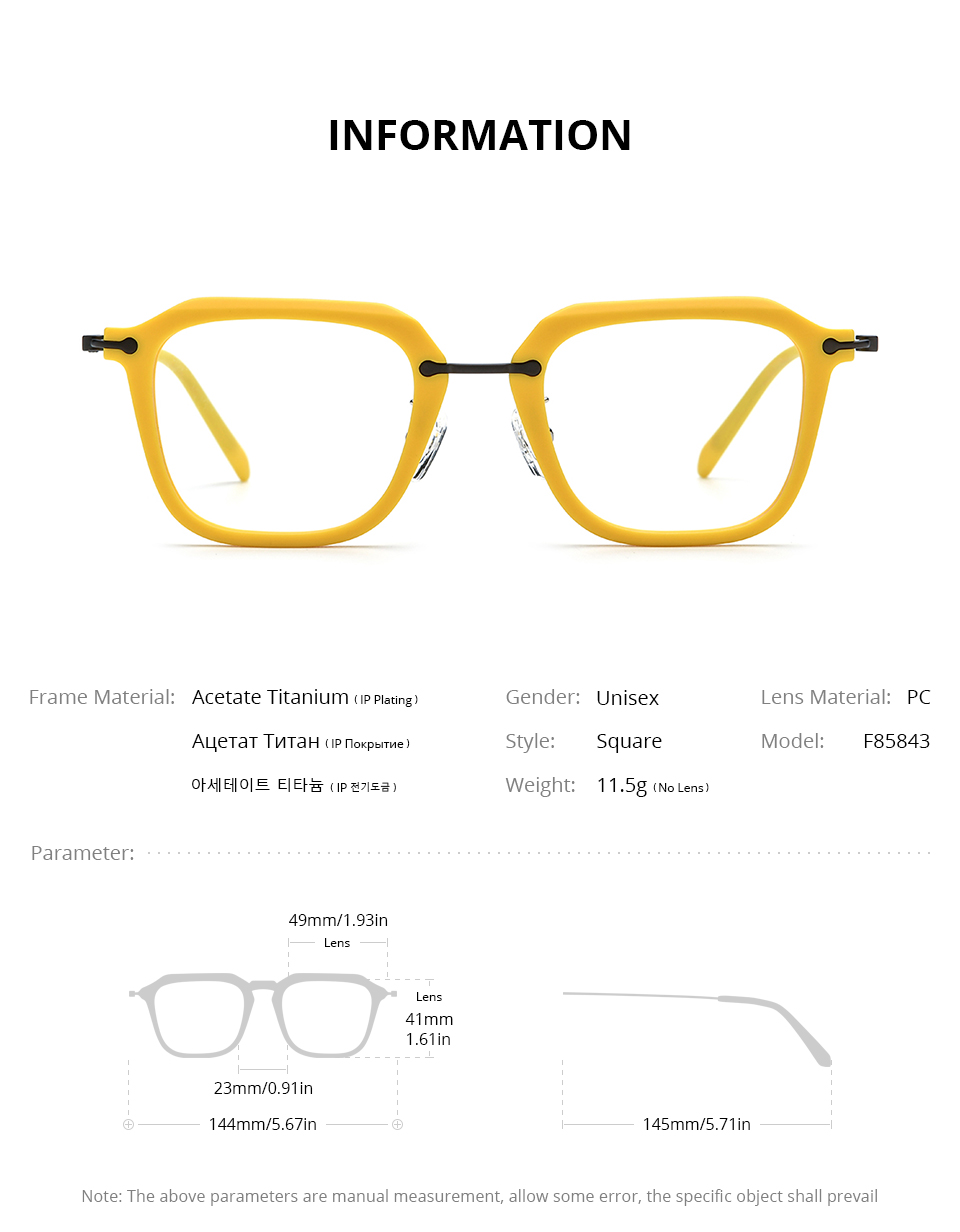 FONEX Acetate Titanium Glasses Frame Men 2024 New Square Eyeglasses ...