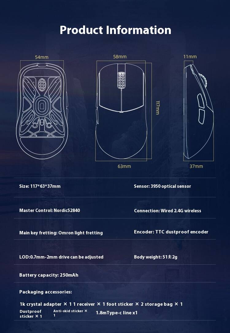 Lanzu Atlantis MiNi Apricot Pollen Champion 51g Wireless Mouse Fearless ...