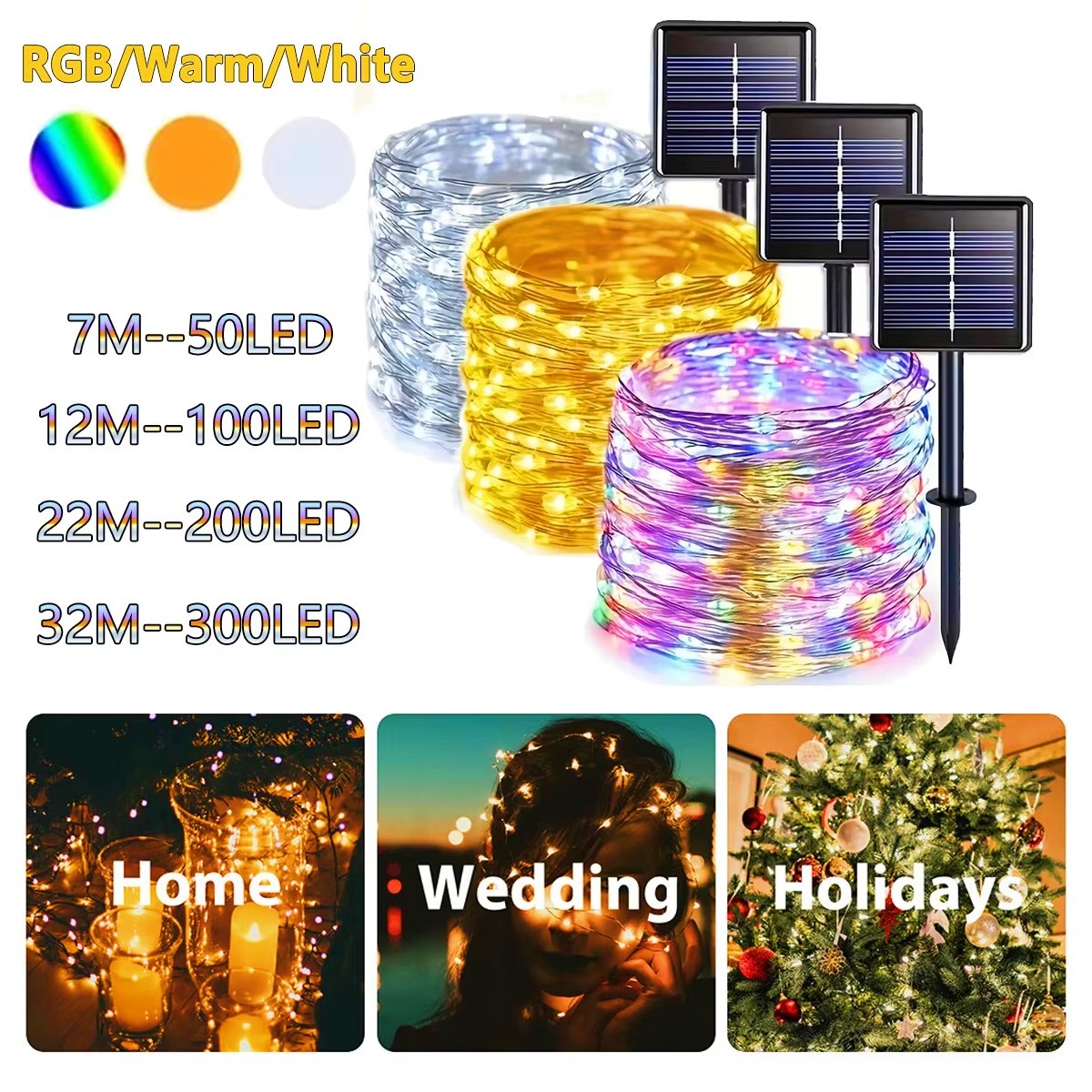 Malaysia Stock 32M/22M/12M/7M lampu solar light LED Fairy String Lights Waterproof 8 Lighting ...