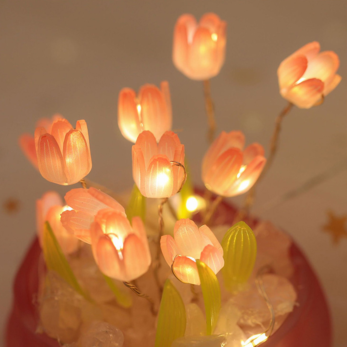 Tulip Led Night Light DIY 5/9Floral Creative Sea Atmosphere Lamp Pink ...
