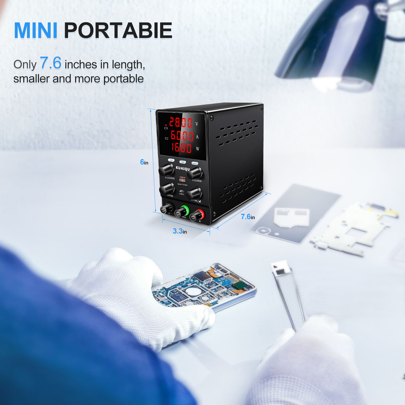 KUAIQU OCP OVP Variable DC Power Supply Adjustable 30V 10A Voltage ...