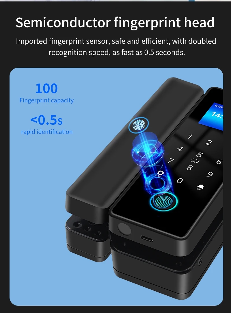 WIFI TuyaAPP 3D Face Recognition Smart Glass Lock Biometric Electronic ...