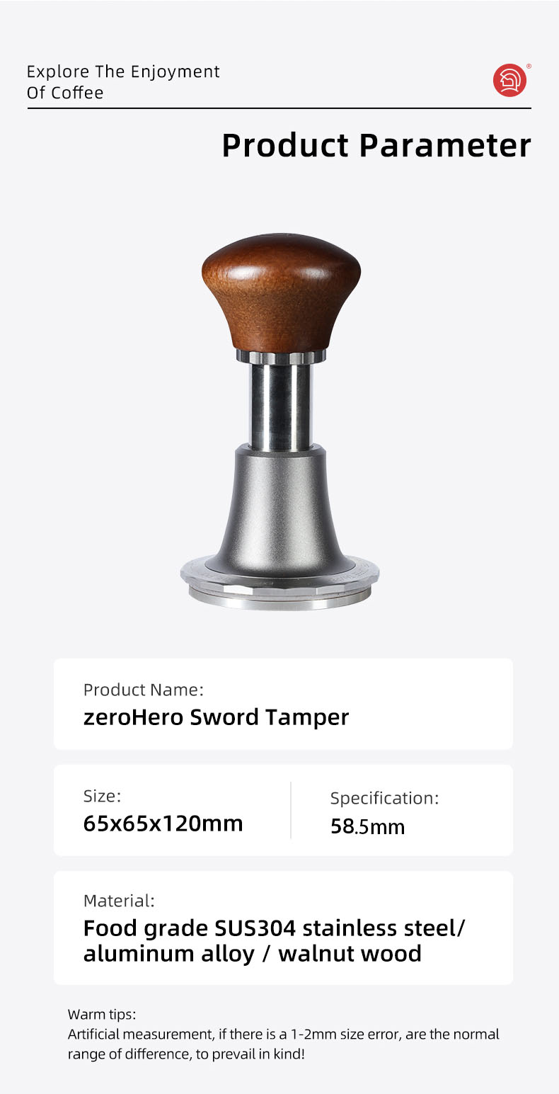 zeroHero Sword Tamper 58.5mm Espresso Tamper-Waffle base,Calibrated Tamper with 30lbs Spring ...