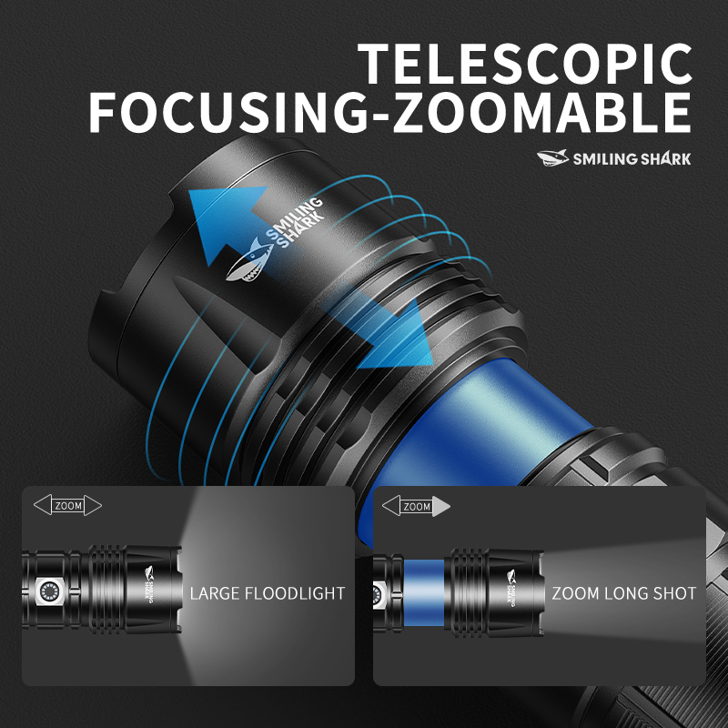 Smiling Shark SD5216 LED Torch Light Super Bright M80 7000LM Flashlight 5Mode Type-c ...