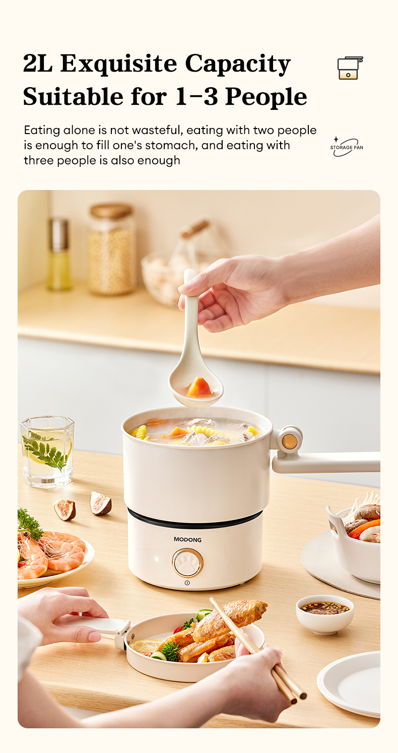 MODONG Electric Cooking Pot 2L Travel Pot Folding Pot Household ...