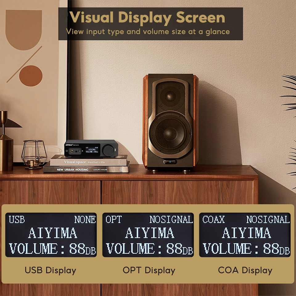 AIYIMA DAC-A10 Mini Stereo Audio Decoder Headphone Amplifier 16-600Ω ESS9018K2M USB Coaxial ...