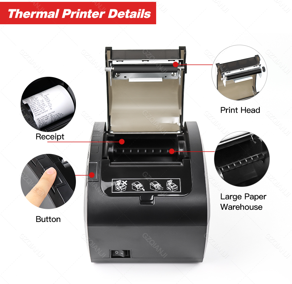 POS Printer 80mm Thermal Receipt Printer Bluetooth Wireless Printer ...