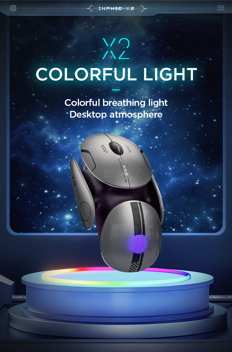 Inphic X2 SCI-FI Wireless Mouse Rechargeable 2400dpi 2.4GHz/Bluetooth Optical Silent Mouse ...