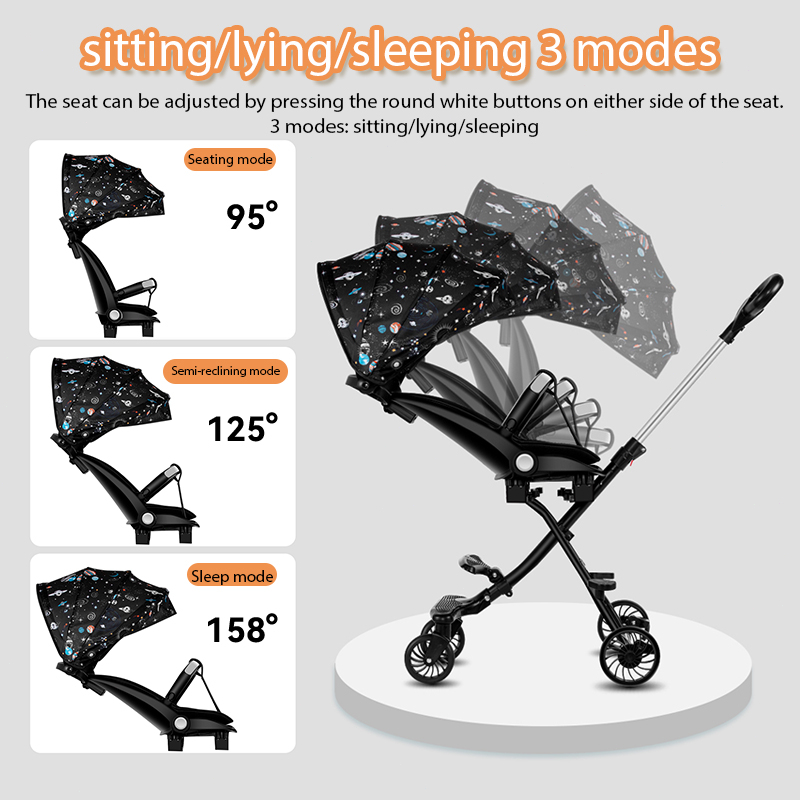 Two-Way Stroller Foldable Light Weight Stroller Comfortable Seating ...