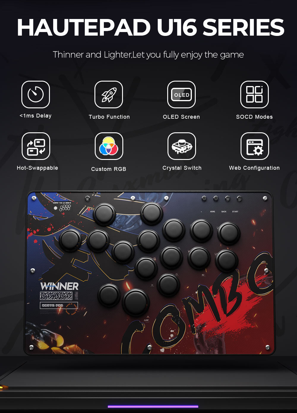 Haute42 FightStick Joystick Arcade Hitbox Button Rim Leverless ...