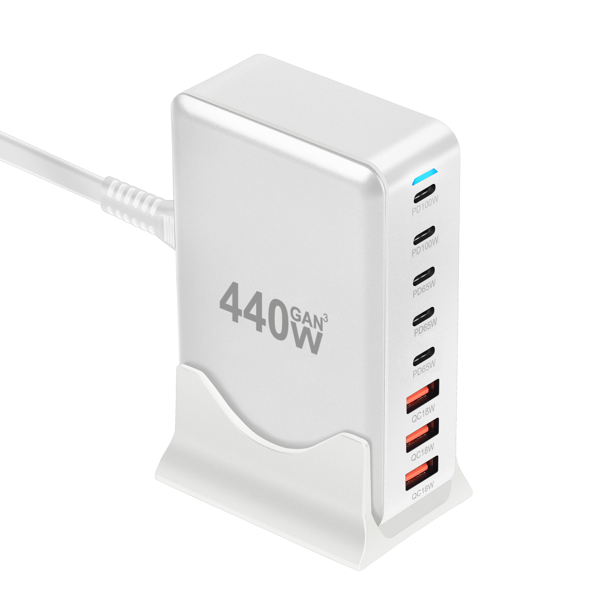 Fast Charger Type c 440W GaN PD Type-C QC USB-A 8 Ports Gallium Nitride ...
