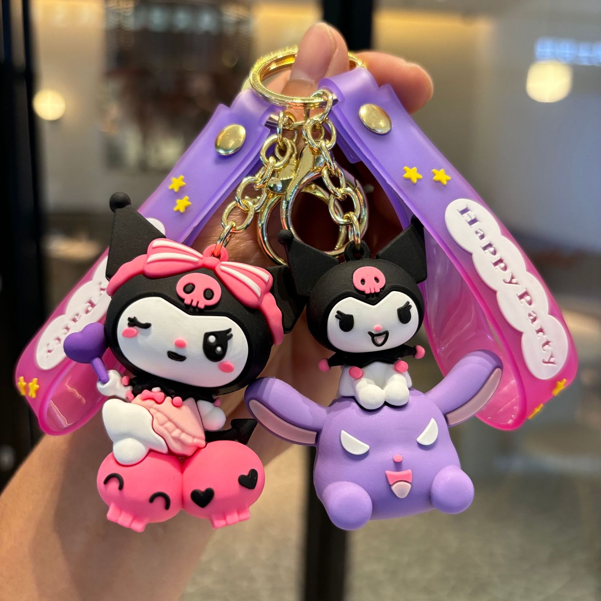 Cartoon key chain Kuromi doll key chain Car key pendant Cute school bag ...