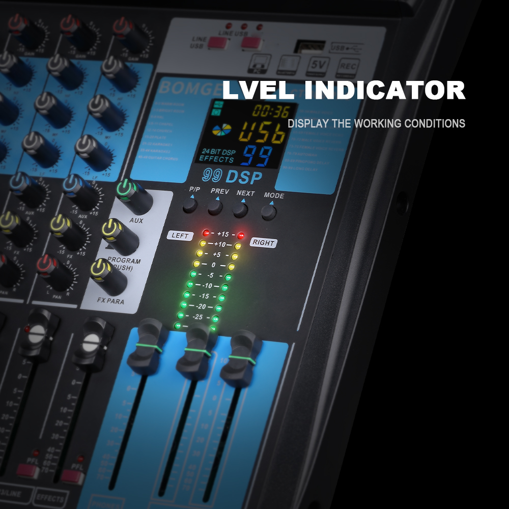 BOMGE Professional Mixer Soundboard Console 8 Channel Desktop System ...