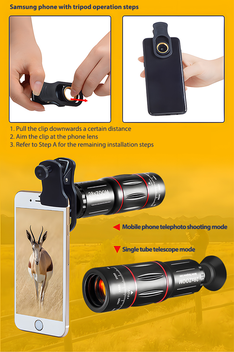 SOARFLY HD Phone Camera Lens Kit 28X Telephoto zoom Wide-angle Macro ...
