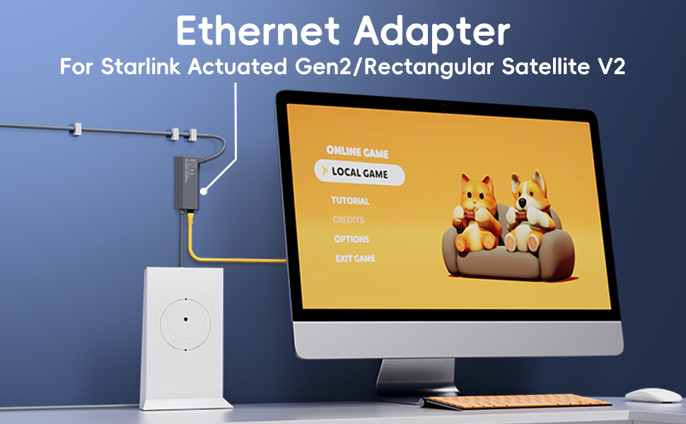 Starlink Ethernet Adapter for Starlink Standard Actuated Gen 2, RJ45 ...