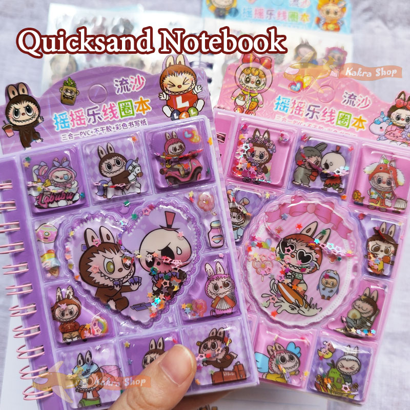 Labubu Notebook With Sticker Pop Mart Monster Quicksand Handbook Color ...