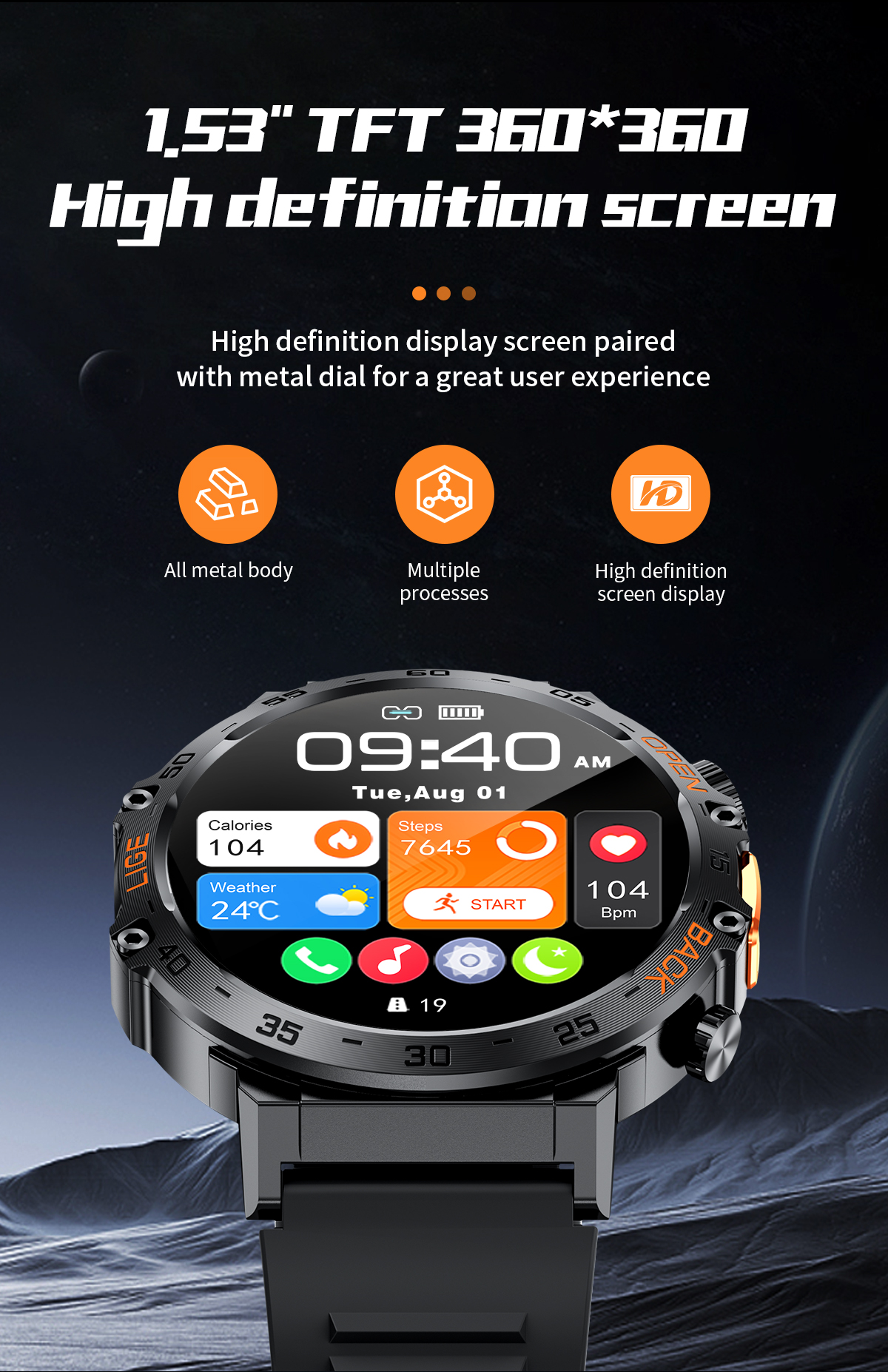LIGE Smart Watch Waterproof 100+Sports Modes Heart Rate Monitoring Dial ...