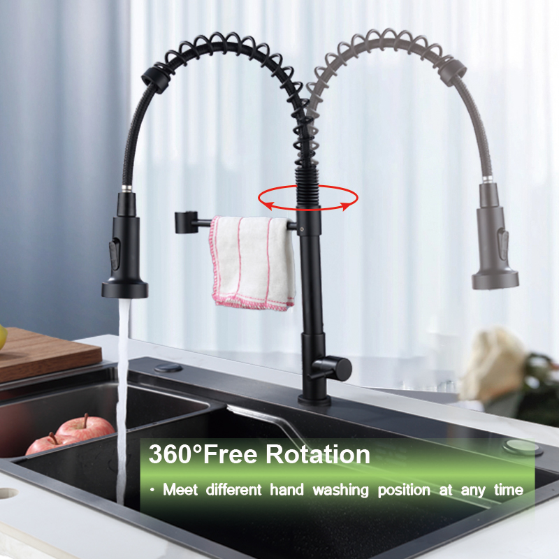 Spring Pull Out Faucet with Two Modes Sprayer Single Handle High Arc ...