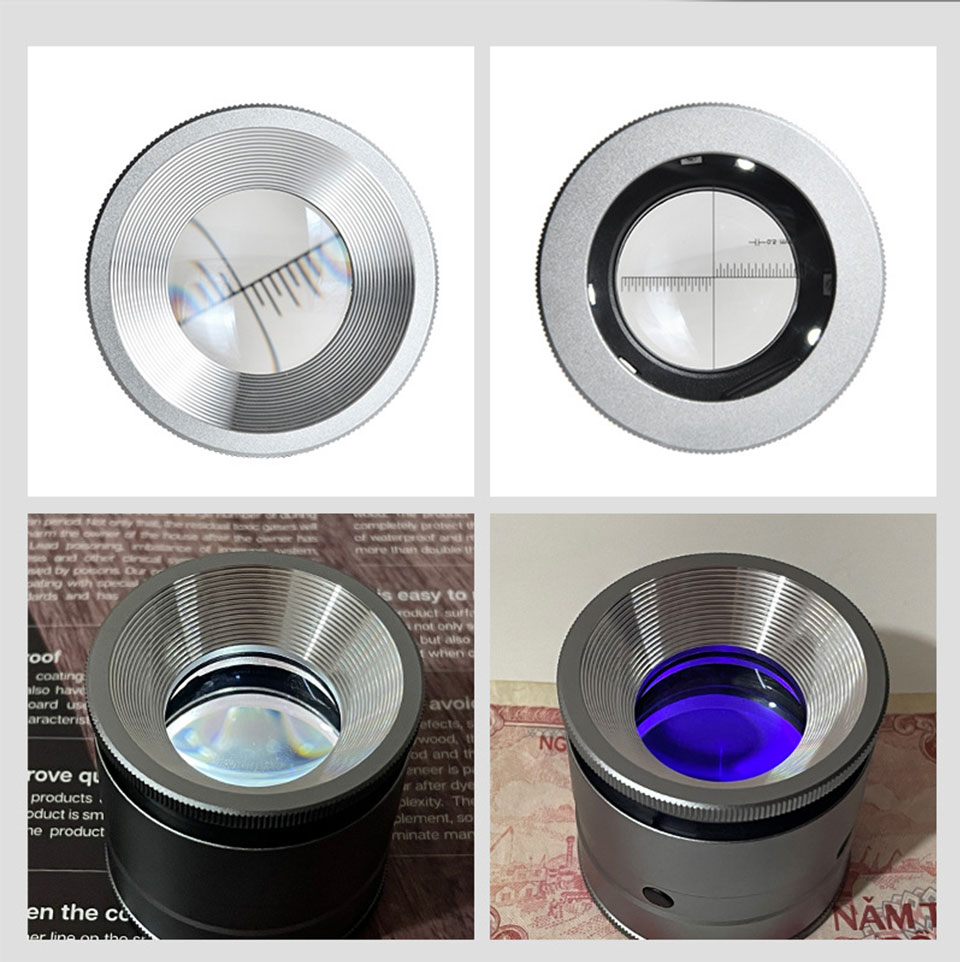 10X Jewelry Magnifier with 3 LED/3 UV Light Rechargeable Handheld ...