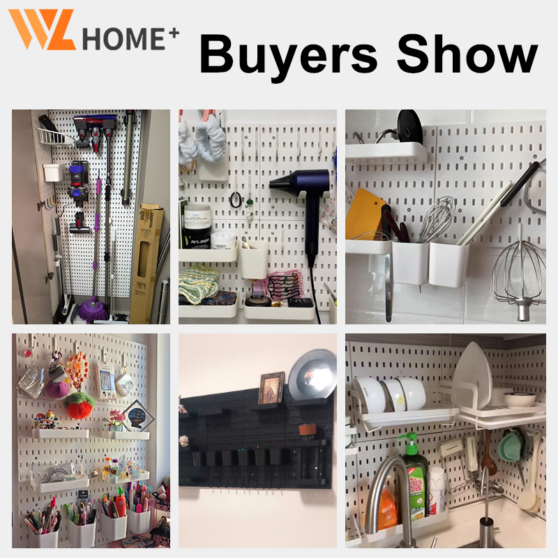 Pegboard Organizer Black Wall Shelf Accessories Hanger Board Display ...