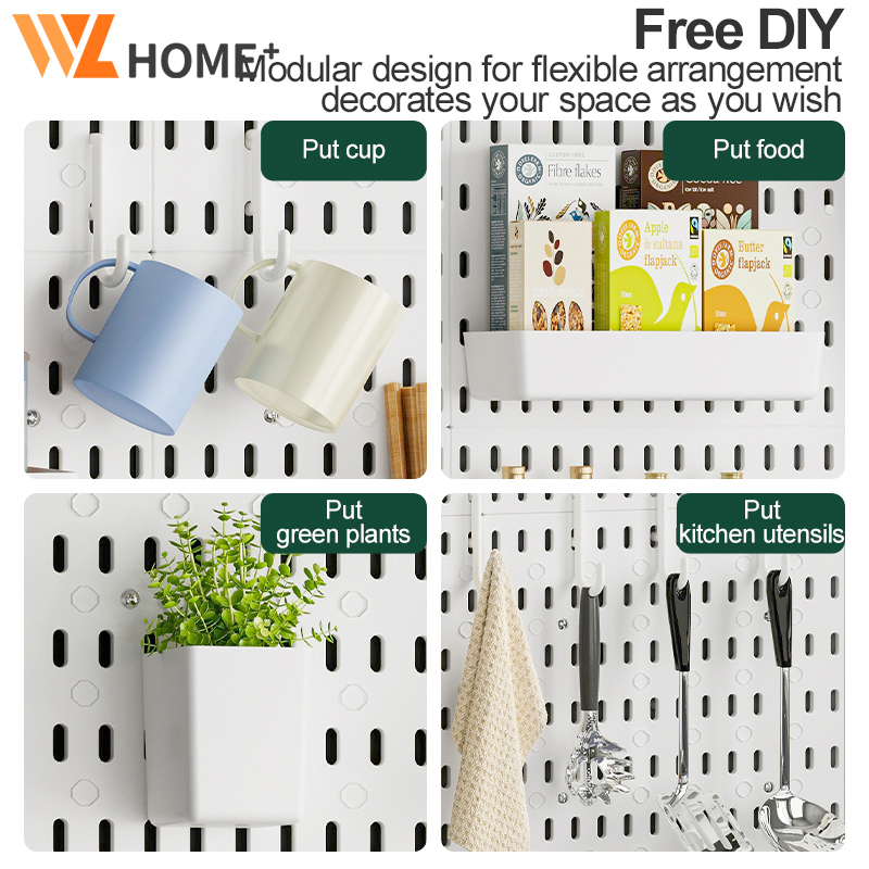 Pegboard Organizer Black Wall Shelf Accessories Hanger Board Display ...