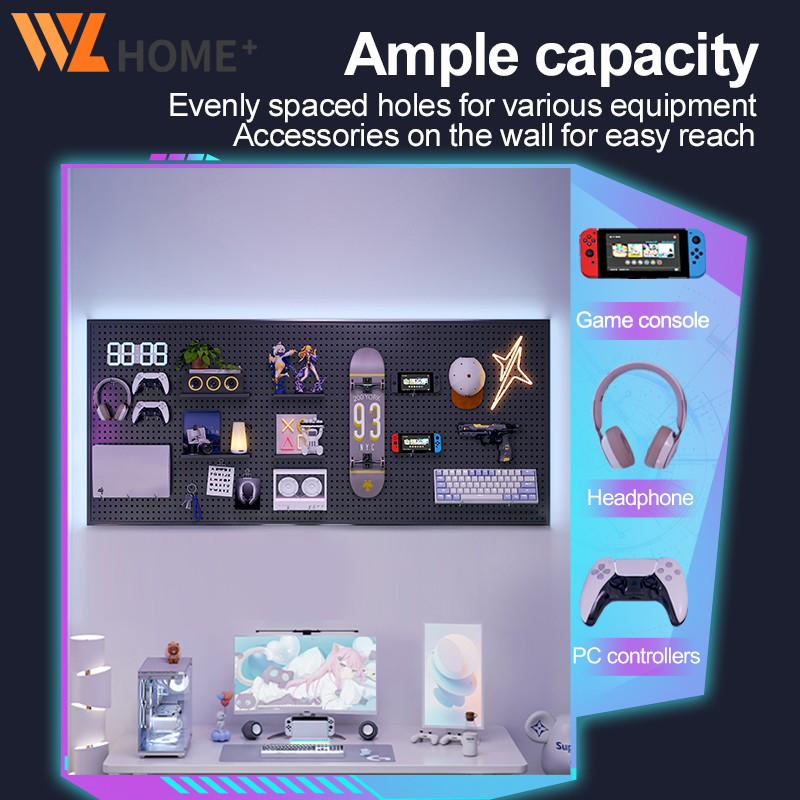 Pegboard Organizer Black Wall Shelf Accessories Hanger Board Display ...