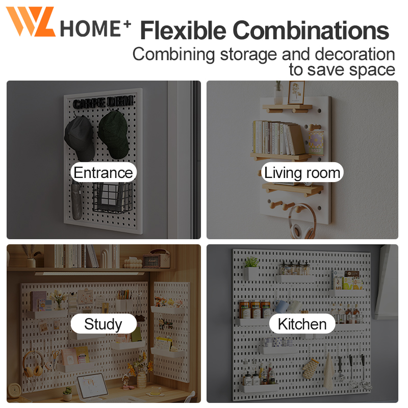 Pegboard Organizer Black Wall Shelf Accessories Hanger Board Display ...