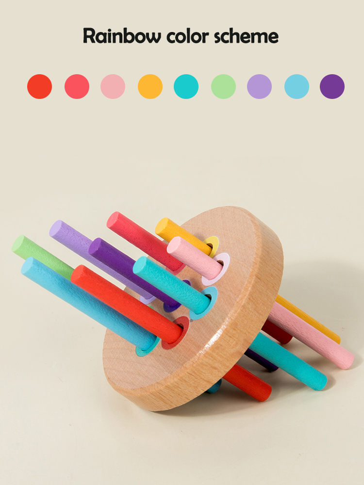 Montessori Color Matching Toys Wooden Rainbow Stickes Color Sorting ...