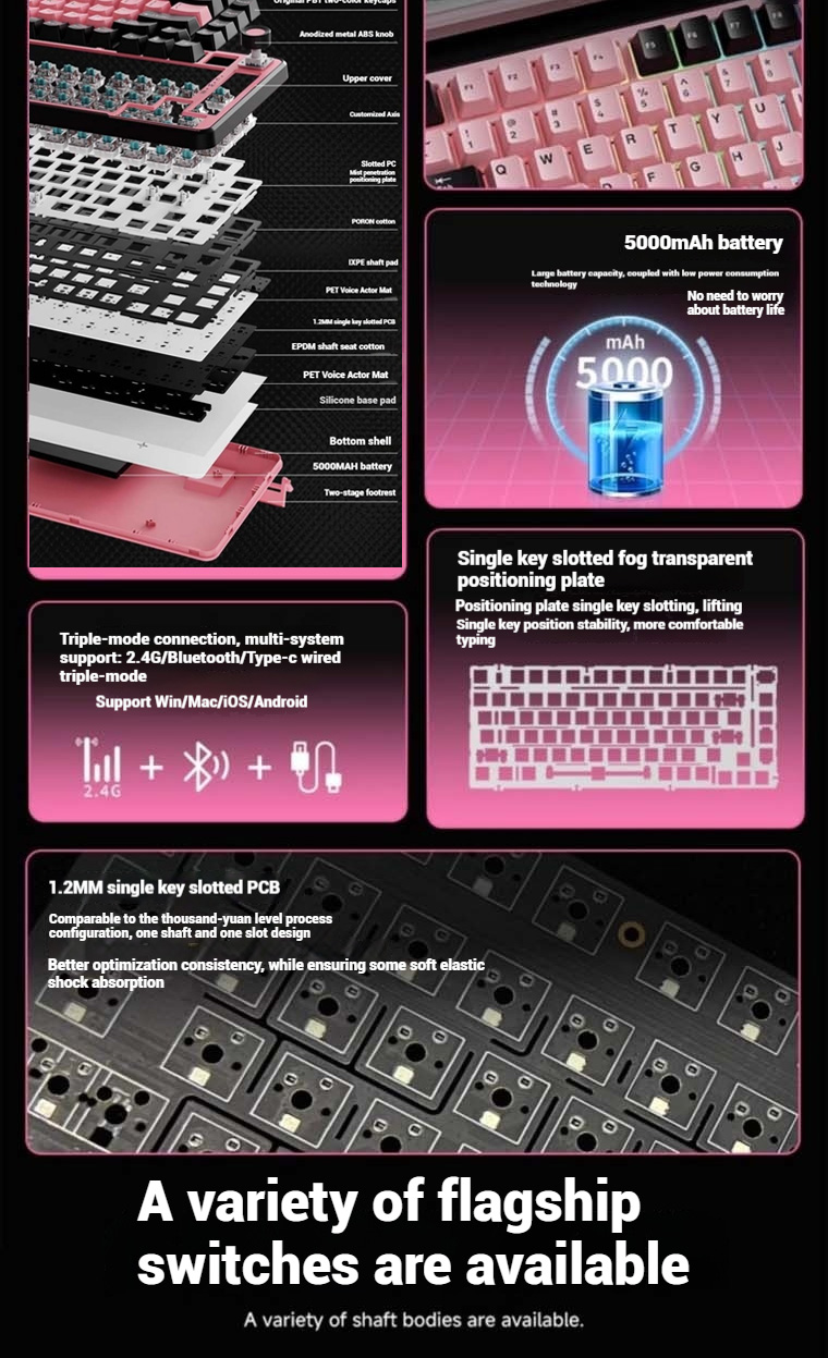 EWEADN GS75 Customized Mechanical Keyboard Wireless Bluetooth Three ...