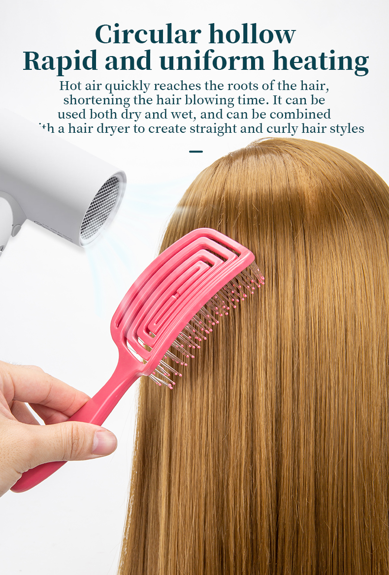 Portable Circular Hollow Comb Home Blow Dry Comb Home Styling Massage ...