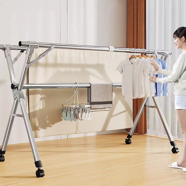 【Foldable/Extendable】2/3 Pole Cloth hanger/Cloth drying Rack/Penyidai ...