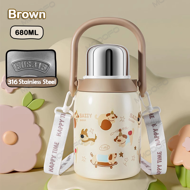 MODOFO 680ML Thermos Bottle Kids 316 Stainless Steel Botol Air Kanak Kanak Vacuum Thermal Flask ...