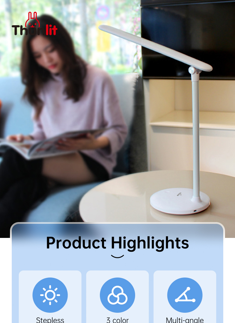 Thunlit Rechargeable Table Lamp LED Dimmable Eye Protection Lamp ...