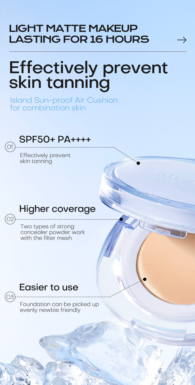 MISTINE Perfect Cover Air Cushion sunscreen Foundation HIGH COVERAGE ...